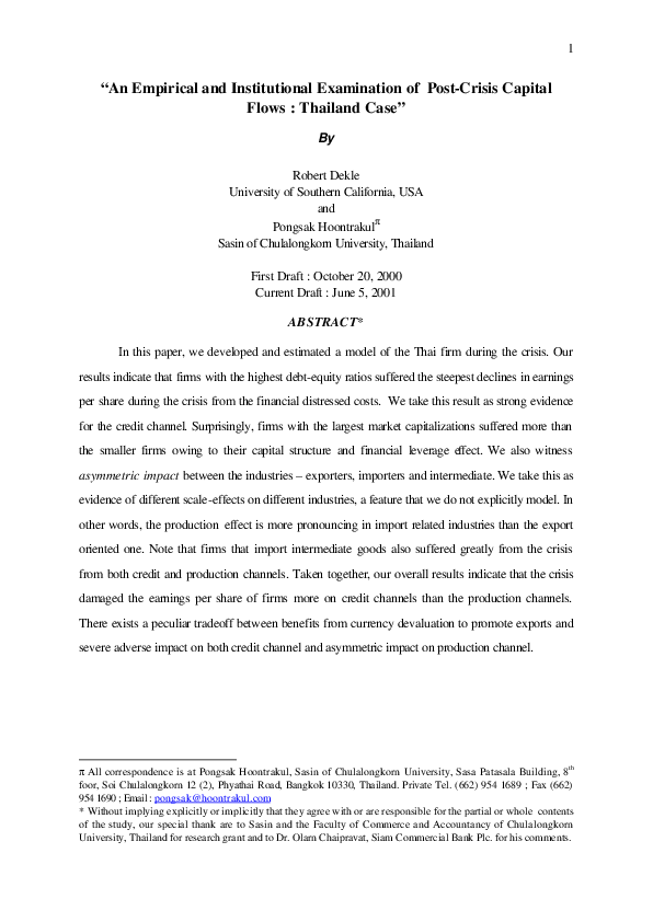 (PDF) An empirical and institutional examination of post-crisis capital ...