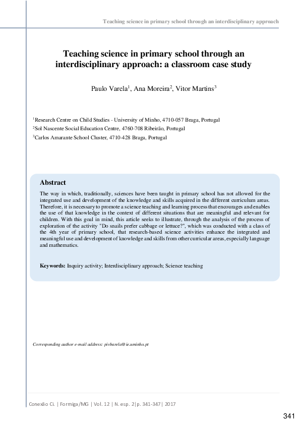 (PDF) Teaching science in primary school through an interdisciplinary ...