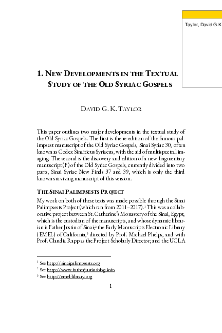 (PDF) Taylor 2020, New developments in the textual study of the Old ...