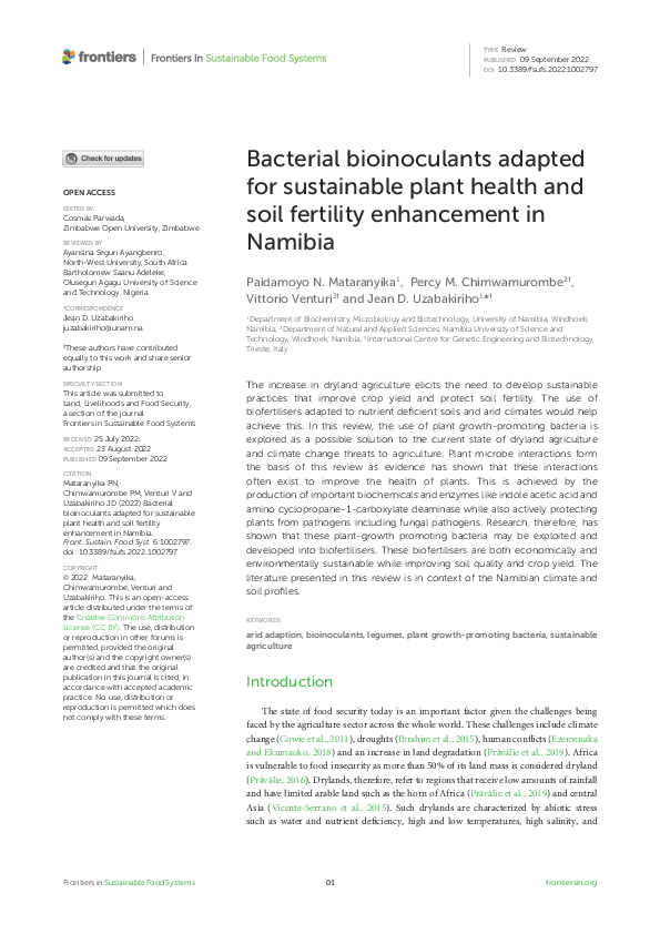 (PDF) Bacterial bioinoculants adapted for sustainable plant health and ...