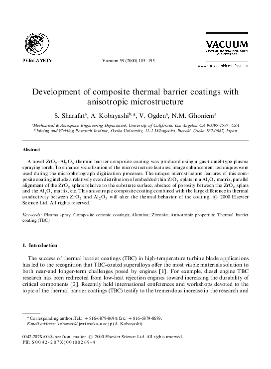 (PDF) Development of composite thermal barrier coatings with anisotropic microstructure