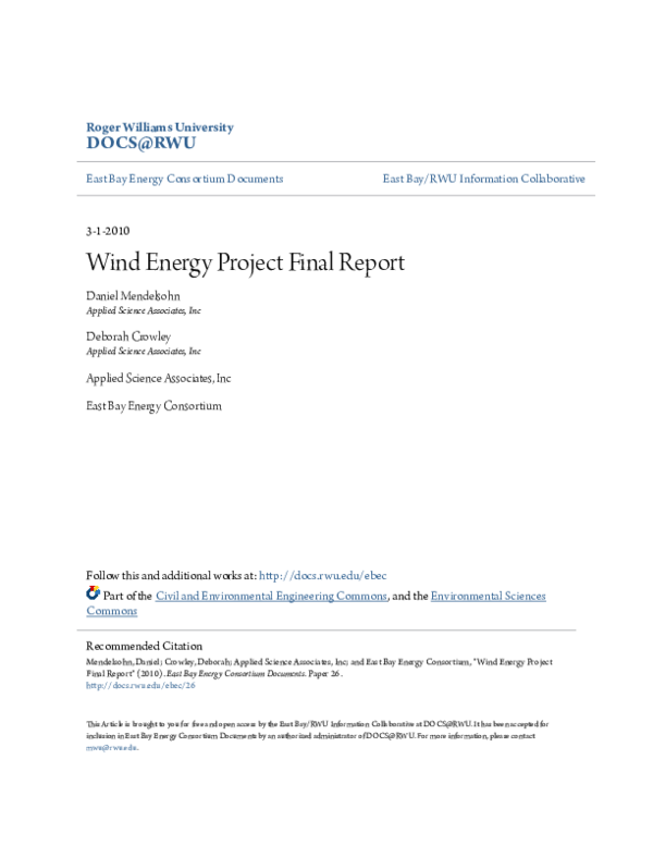 (PDF) Wind Energy Project Final Report