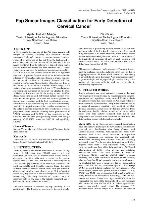 (PDF) Pap Smear Images Classification for Early Detection of Cervical ...