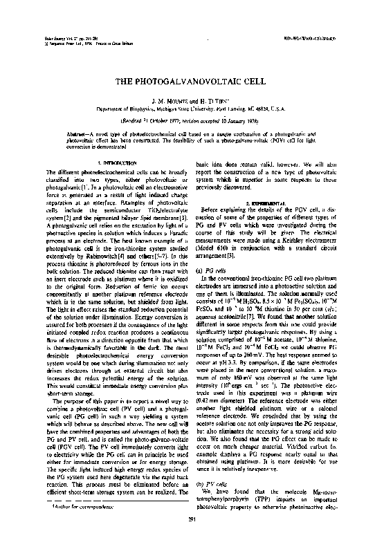 (PDF) The photogalvanovoltaic cell