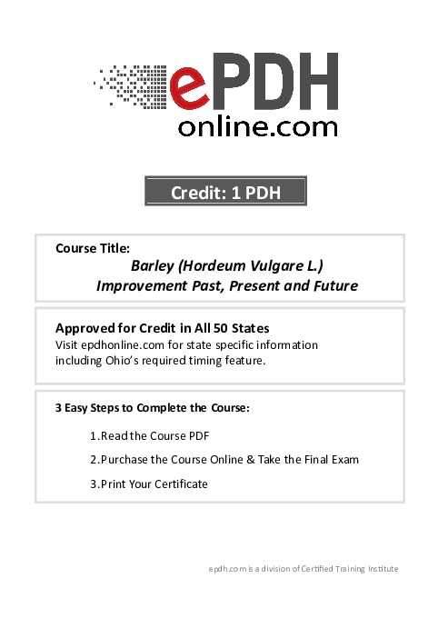(PDF) Credit : 1 PDH Course Title : Barley ( Hordeum V ulgare L ...