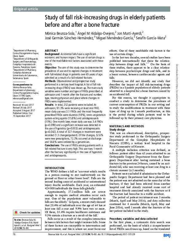 (PDF) Study of fall risk-increasing drugs in elderly patients before ...