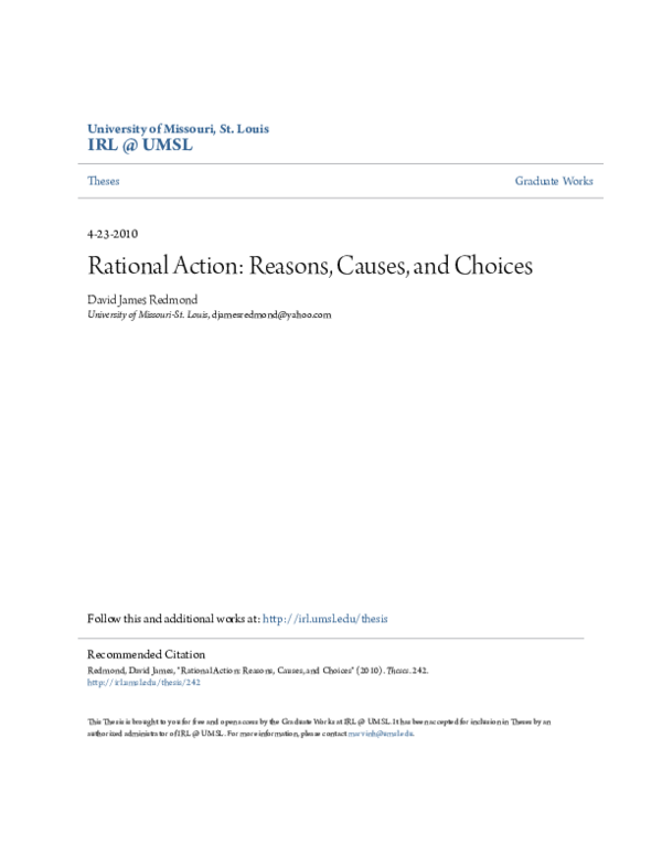 (PDF) Rational Action: Reasons, Causes, and Choices
