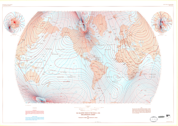 (PDF) The Magnetic field of the earth-1985 declination chart