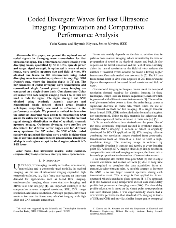 (PDF) Coded Divergent Waves for Fast Ultrasonic Imaging: Optimization and Comparative ...