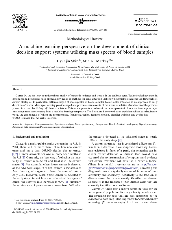 (PDF) A machine learning perspective on the development of clinical decision support systems ...