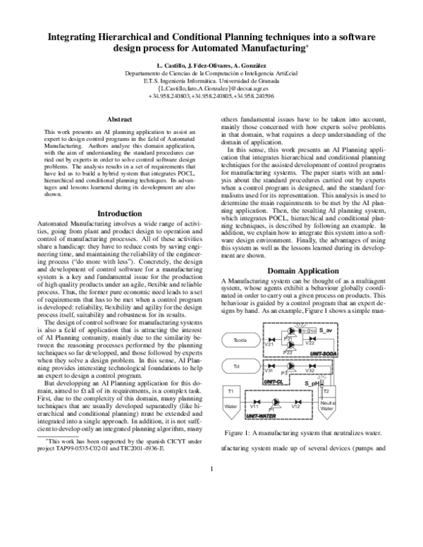 (PDF) Integrating hierarchical and conditional planning techniques into ...
