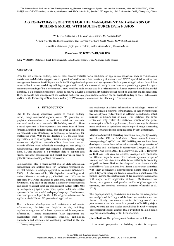 (PDF) A Geo-Database Solution for the Management and Analysis of Building Model with Multi ...