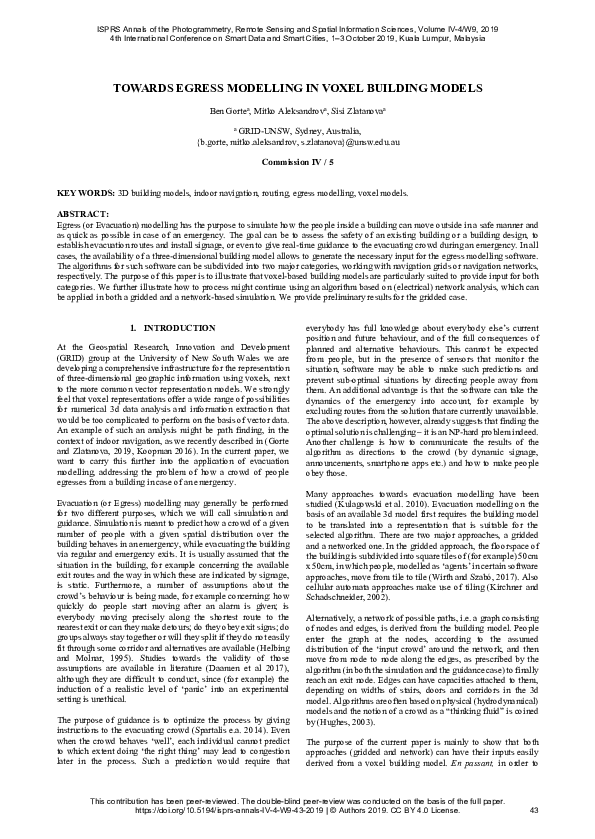 (PDF) Towards Egress Modelling in Voxel Building Models