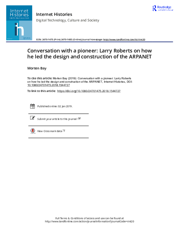 (PDF) Conversation with a pioneer: Larry Roberts on how he led the ...