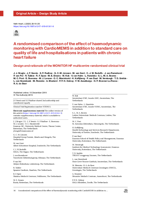 (PDF) Haemodynamic Monitoring with CardioMEMS in Chronic Heart Failure