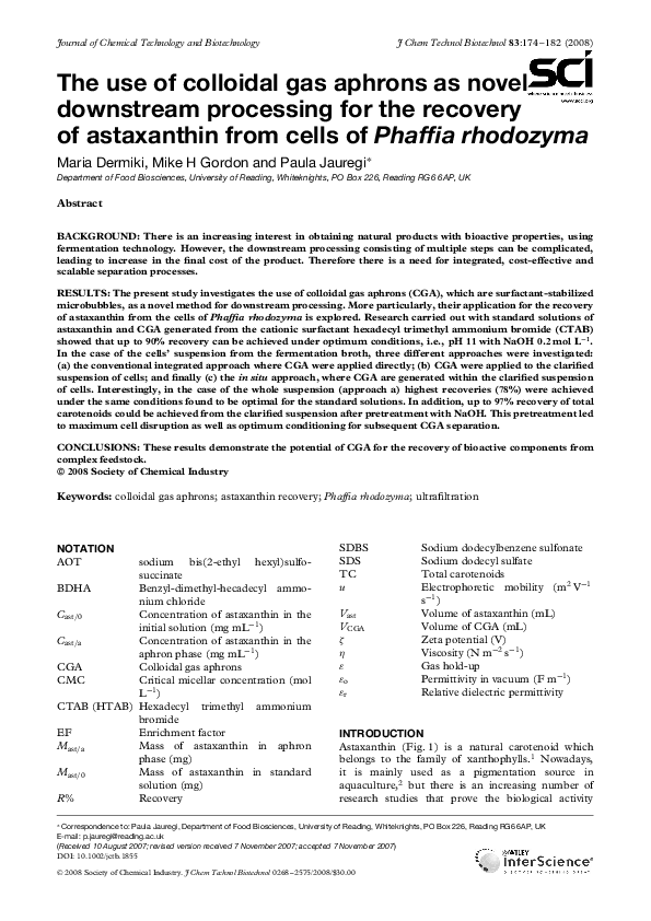 (PDF) The use of colloidal gas aphrons as novel downstream processing ...