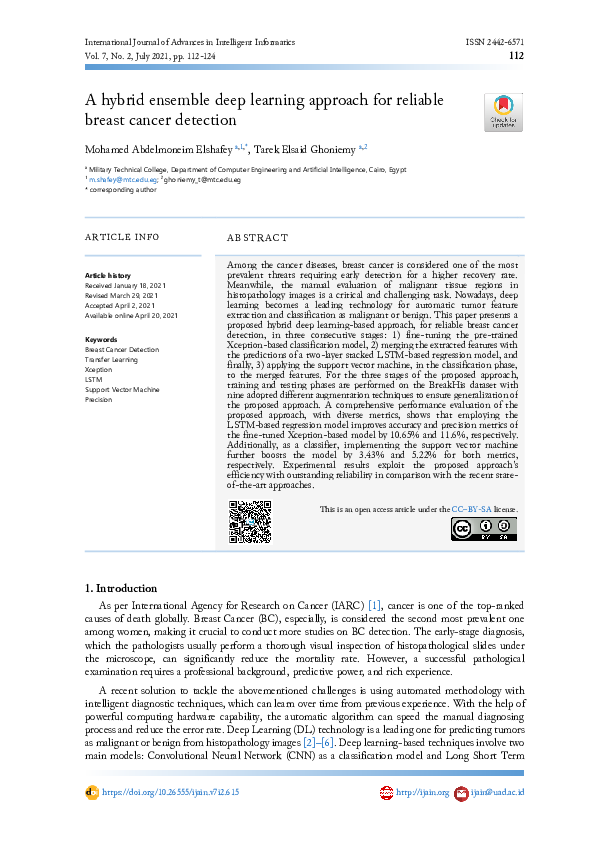 Pdf A Hybrid Ensemble Deep Learning Approach For Reliable Breast