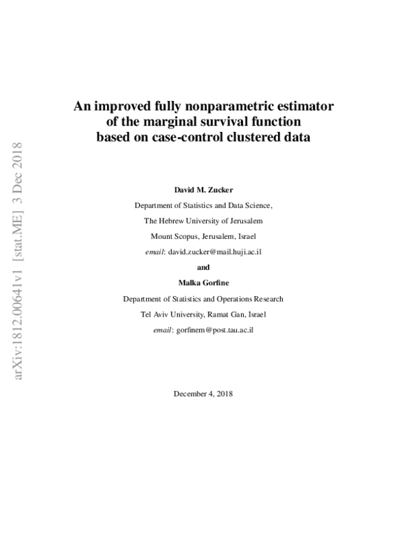 Pdf An Improved Fully Nonparametric Estimator Of The Marginal Survival Function Based On Case