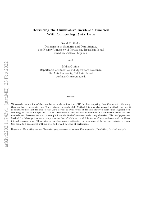 (PDF) Revisiting the Cumulative Incidence Function With Competing Risks Data