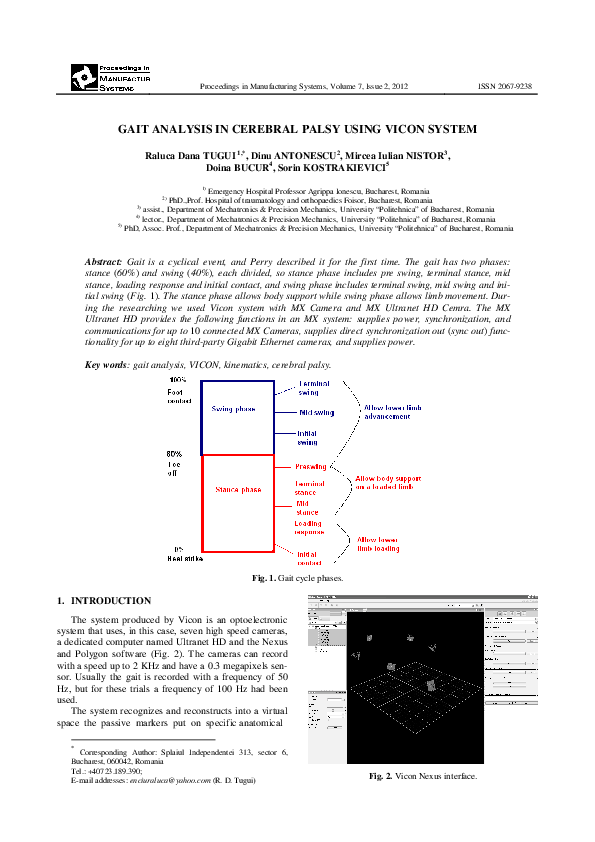 (PDF) Gait Analysis in Cerebral Palsy Using Vicon System