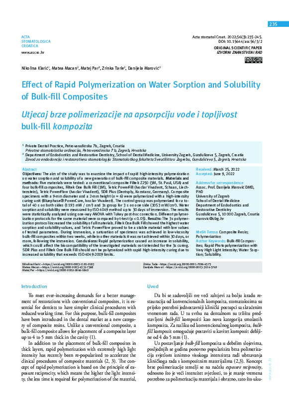 (PDF) Effect of Rapid Polymerization on Water Sorption and Solubility ...