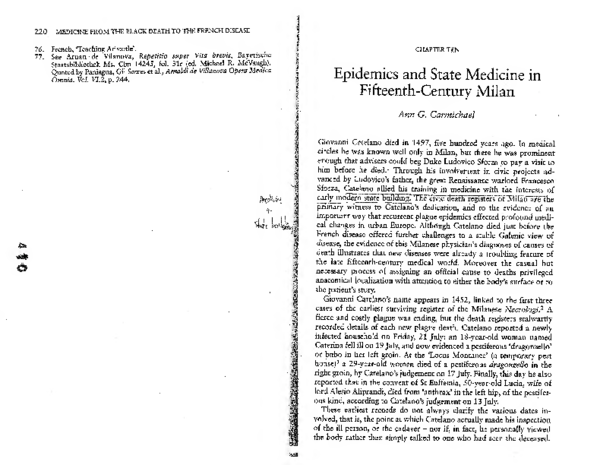(PDF) Epidemics and State Medicine in Fifteenth-Century Milan