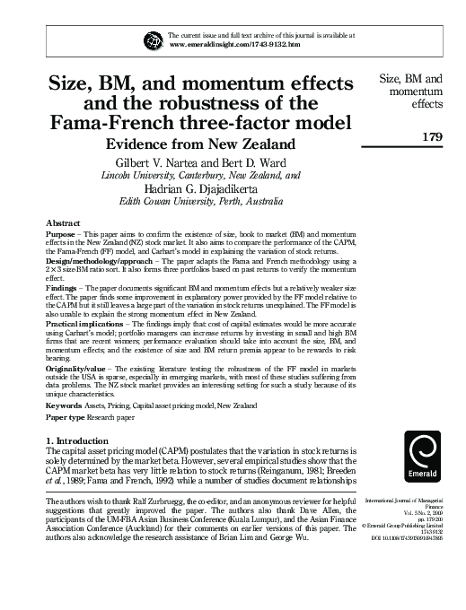 (PDF) Size, BM, and momentum effects and the robustness of the Fama ...