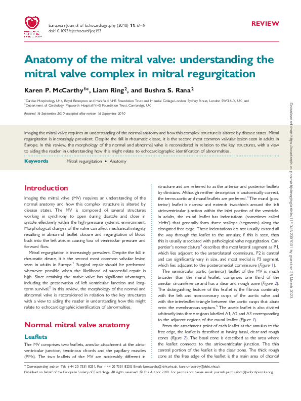 (PDF) Anatomy of the mitral valve: understanding the mitral valve ...