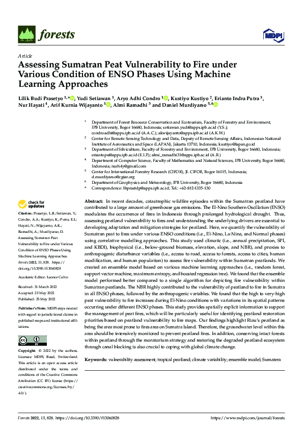 (PDF) Assessing Sumatran Peat Vulnerability to Fire under Various Condition of ENSO Phases Using ...