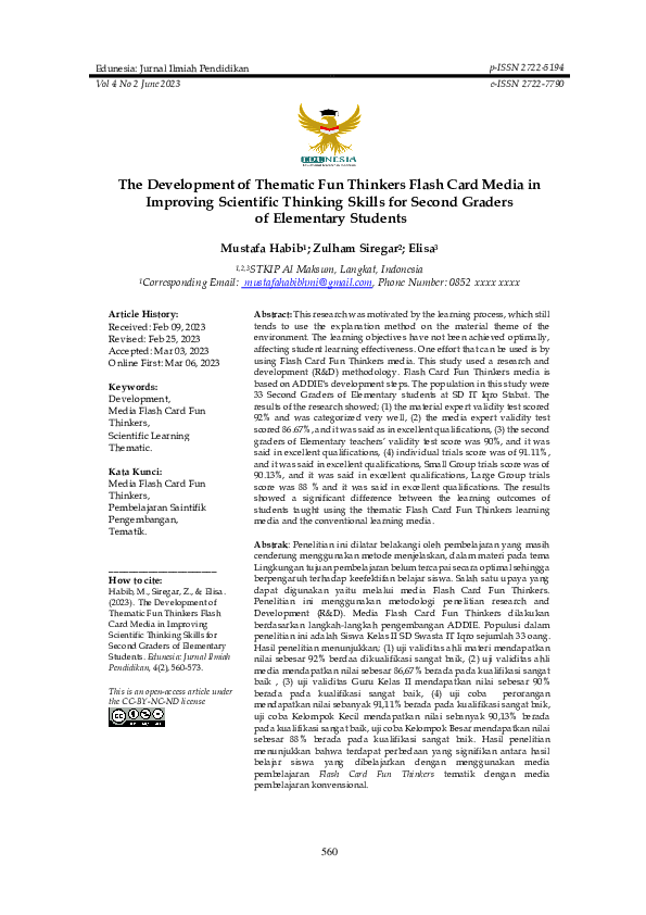 (PDF) The Development of Thematic Fun Thinkers Flash Card Media in ...