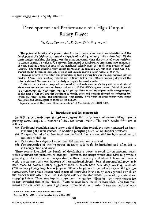 (PDF) Development and performance of a high output rotary digger