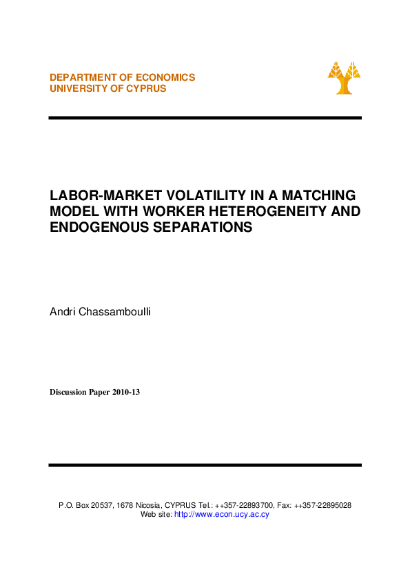 (PDF) Labor-market volatility in a matching model with worker ...