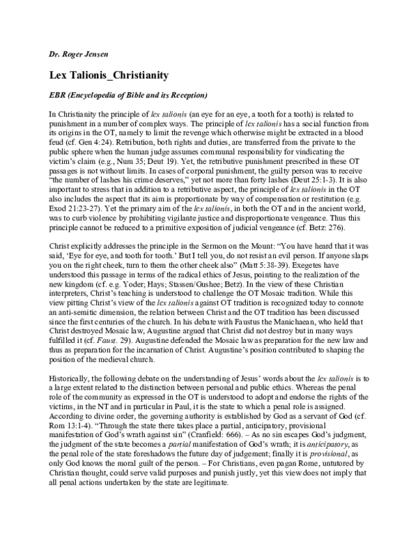 (PDF) Lex Talionis Christianity