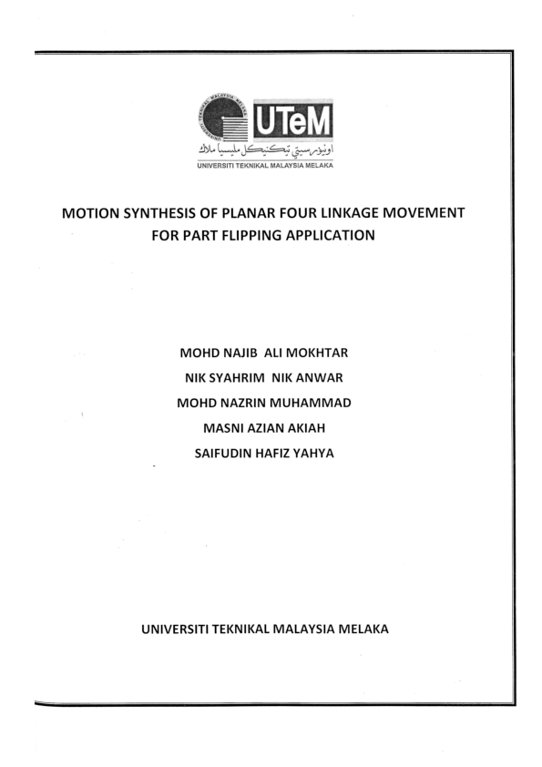 (PDF) Motion Synthesis of Planar Four Linkage Movement for Part ...