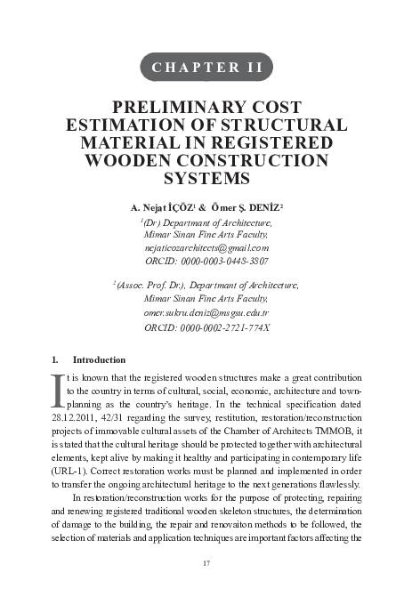 Pdf Preliminary Cost Estimation Of Structural Material In Registered Wooden Construction Systems