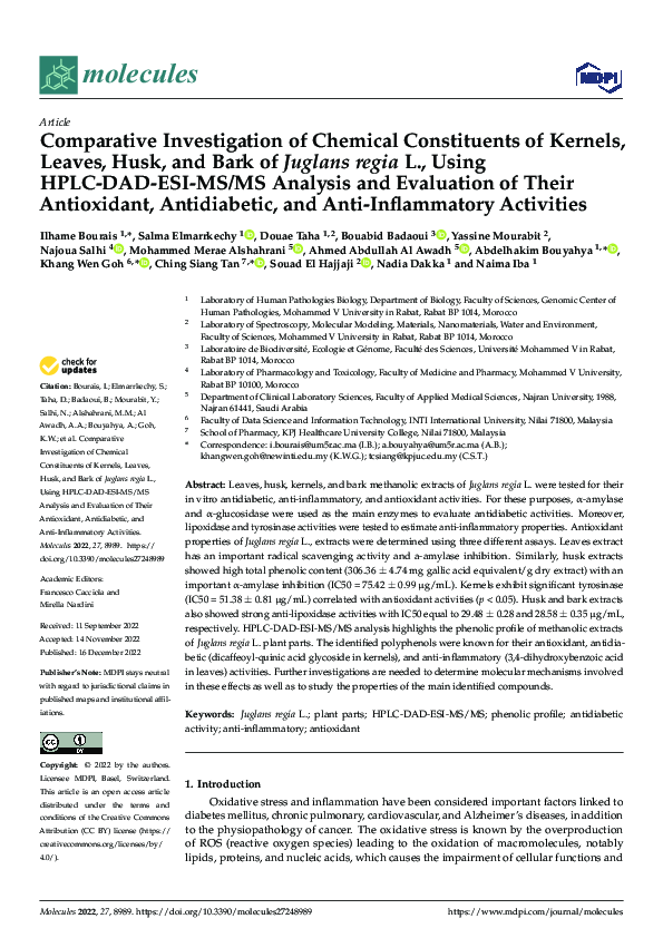 (PDF) Comparative Investigation of Chemical Constituents of Kernels, Leaves, Husk, and Bark of ...