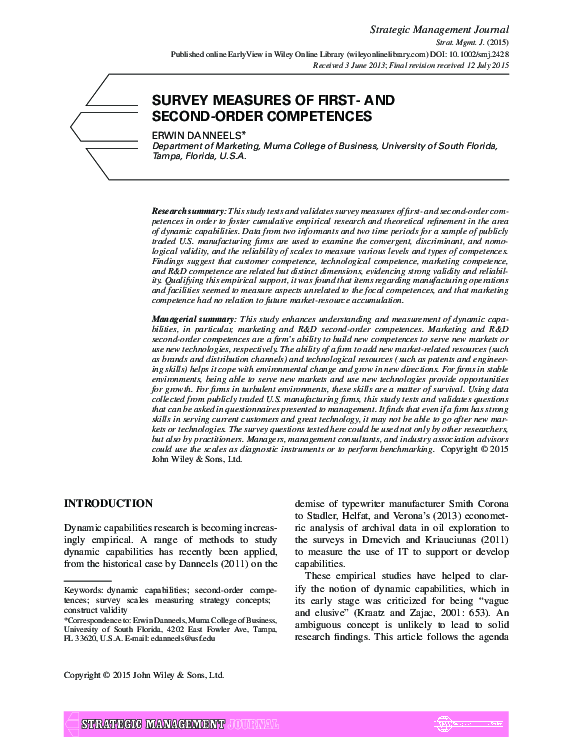 (PDF) Survey measures of first- and second-order competences