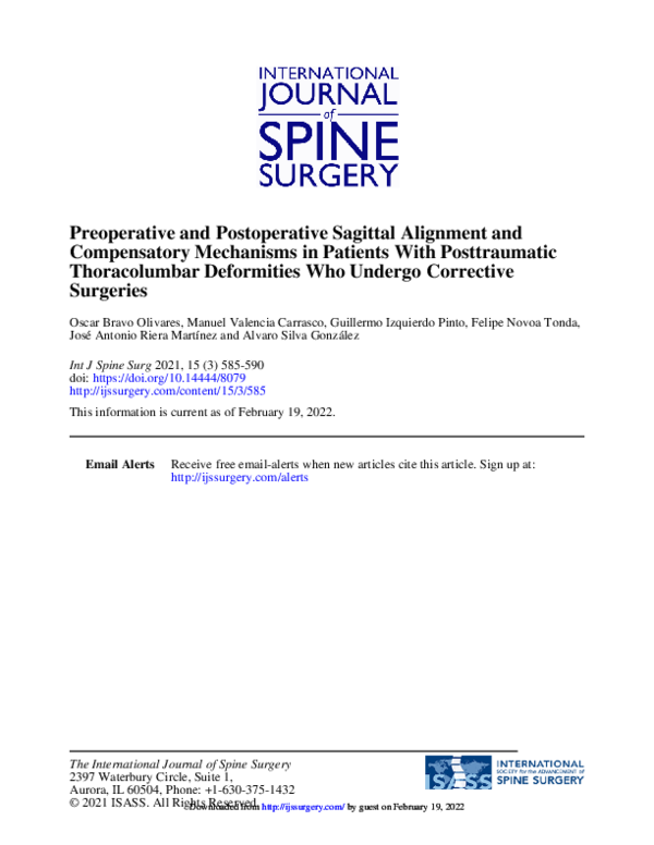 (PDF) Preoperative and Postoperative Sagittal Alignment and Compensatory Mechanisms in Patients ...