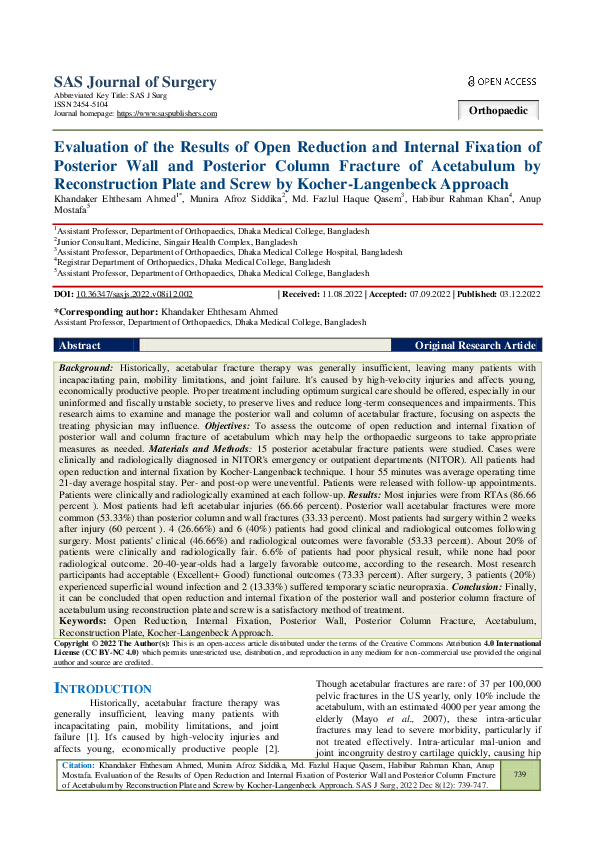 (PDF) Evaluation of the Results of Open Reduction and Internal Fixation ...