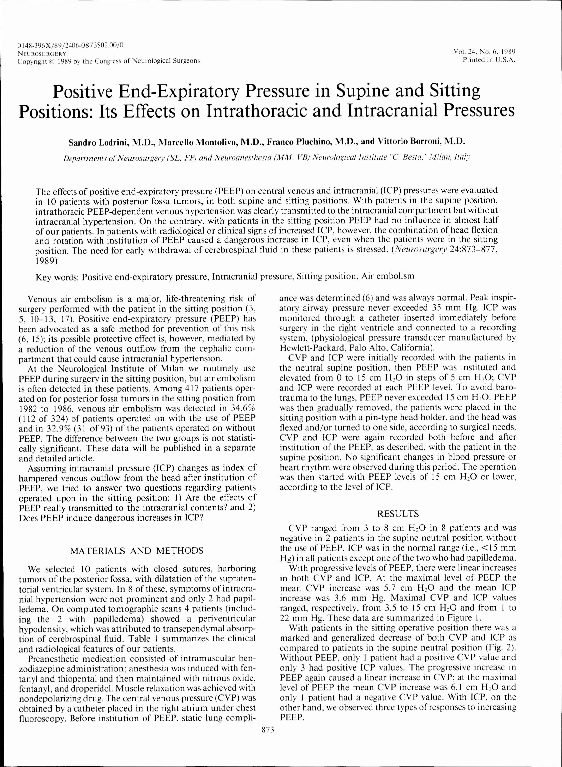 (PDF) Positive End-Expiratory Pressure in Supine and Sitting Positions ...
