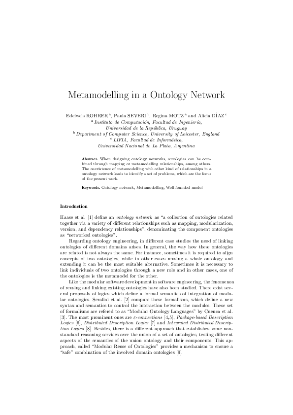 (PDF) Metamodelling in a Ontology Network