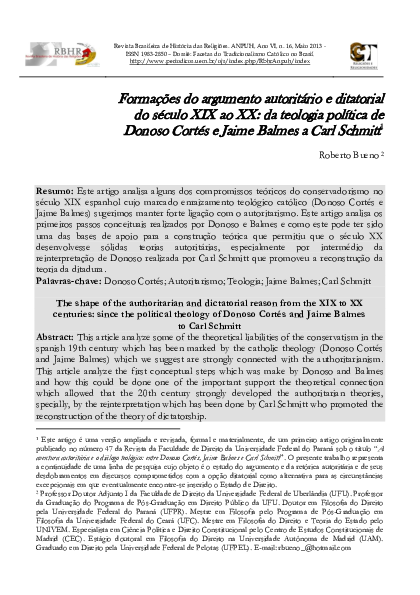 (PDF) Formações do argumento autoritário e ditatorial do século XIX ao ...