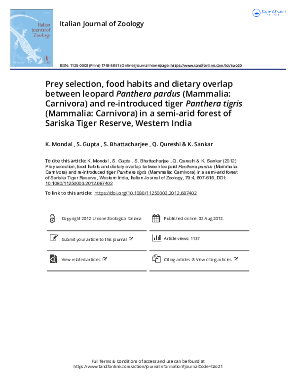 (PDF) Prey selection, food habits and dietary overlap between ...