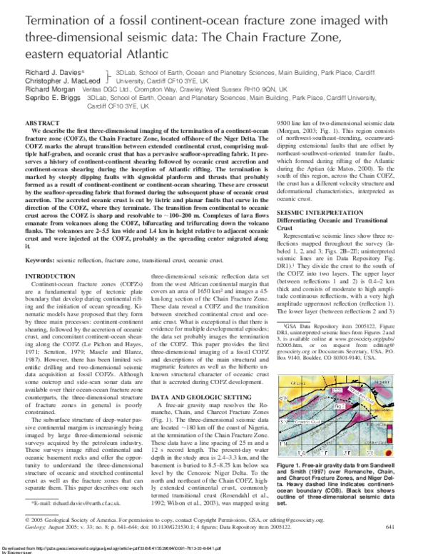 (PDF) Termination of a fossil continent-ocean fracture zone imaged with ...