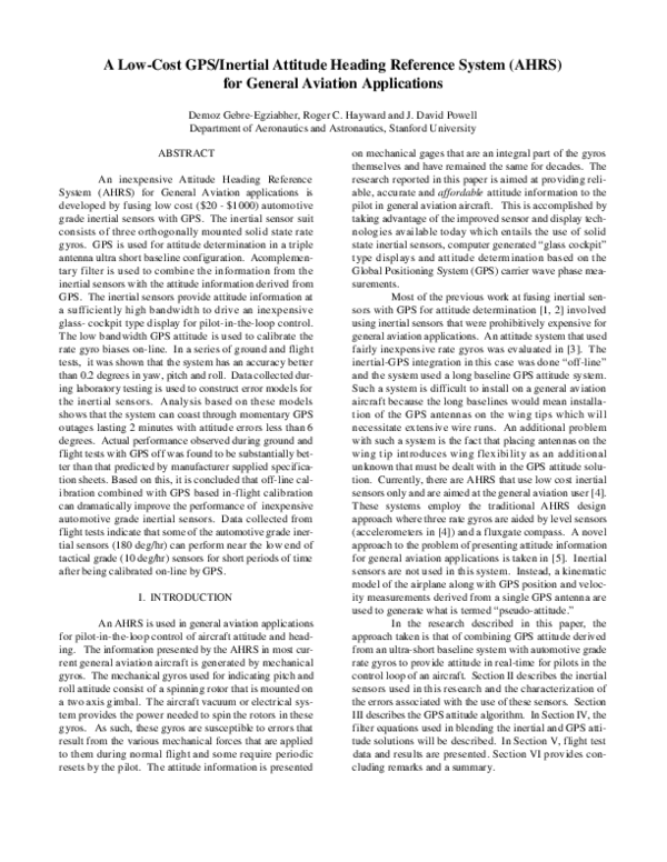 (PDF) A low-cost GPS/inertial attitude heading reference system (AHRS ...