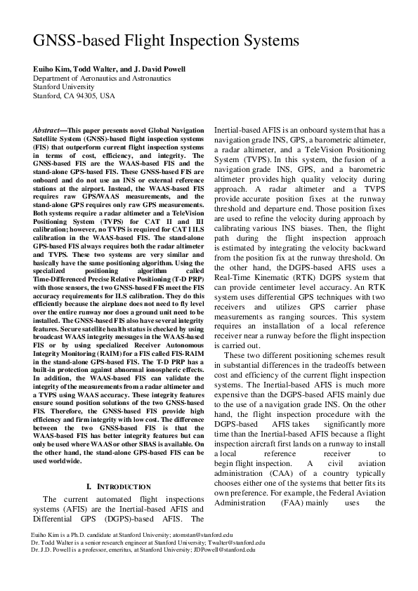 (PDF) GNSS-based Flight Inspection Systems