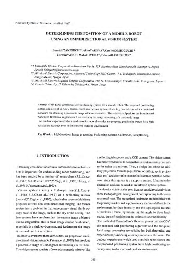 Pdf Determining The Position Of A Mobile Robot Using An Omnidirectional Vision System