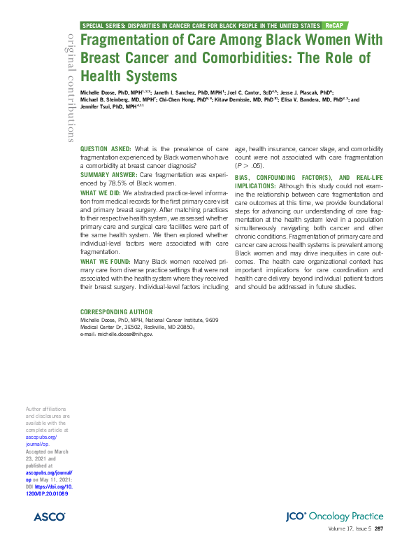 (PDF) Fragmentation of Care Among Black Women With Breast Cancer and ...