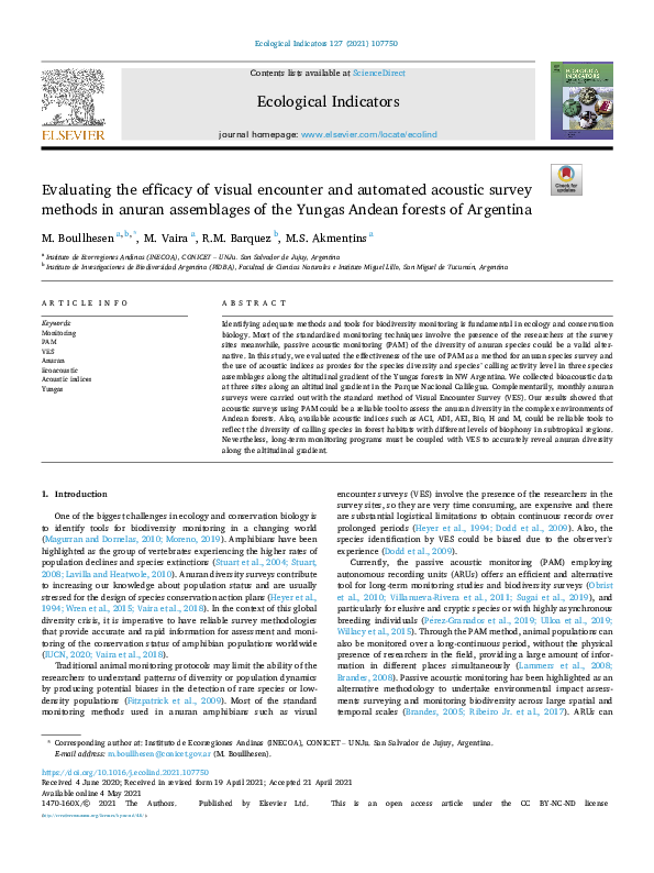 (PDF) Evaluating the efficacy of visual encounter and automated ...