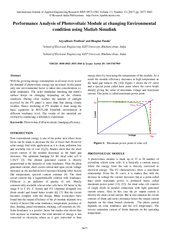(PDF) Performance Analysis of Photovoltaic Module at changing ...